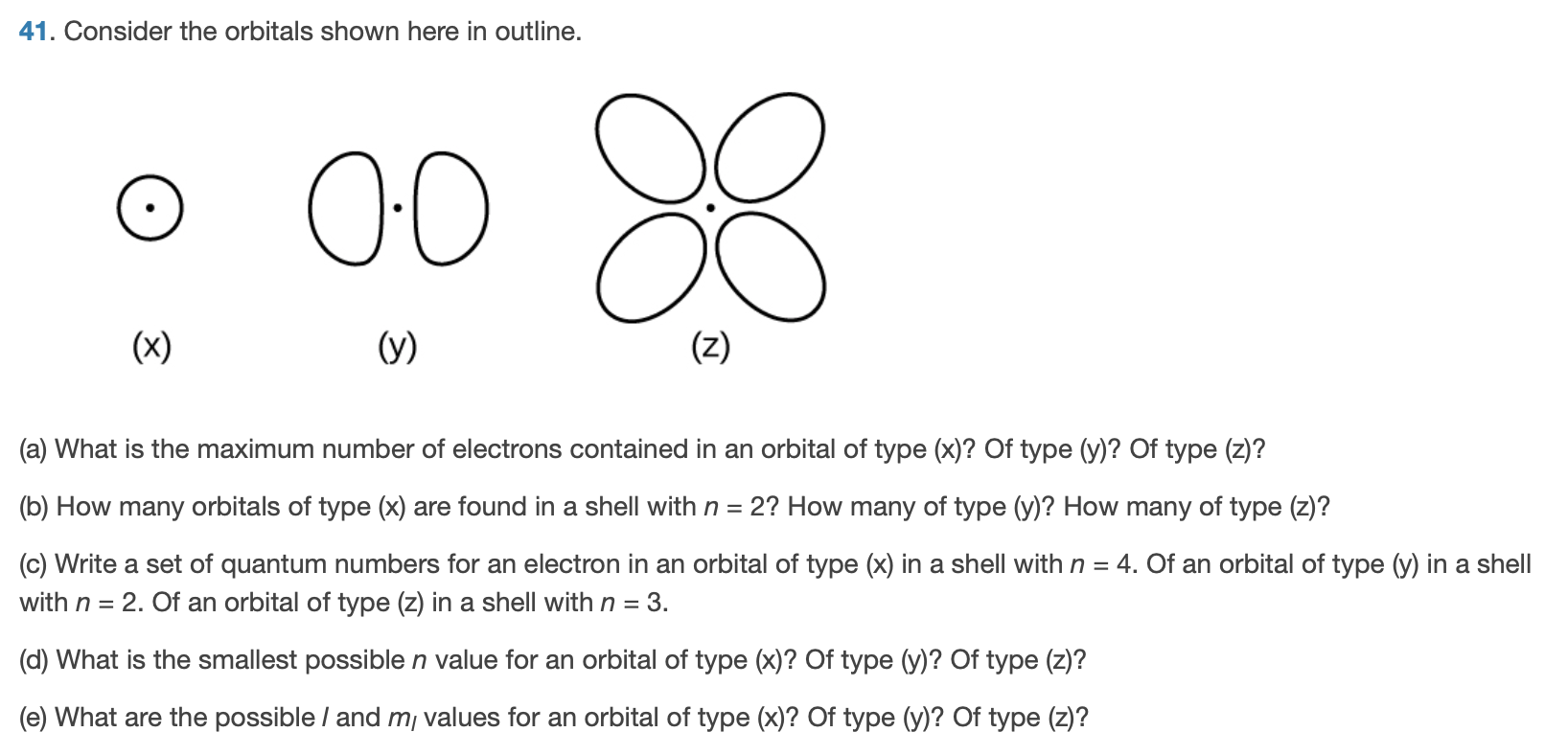 Solved 41 Consider The Orbitals Shown Here In Outline 0 00