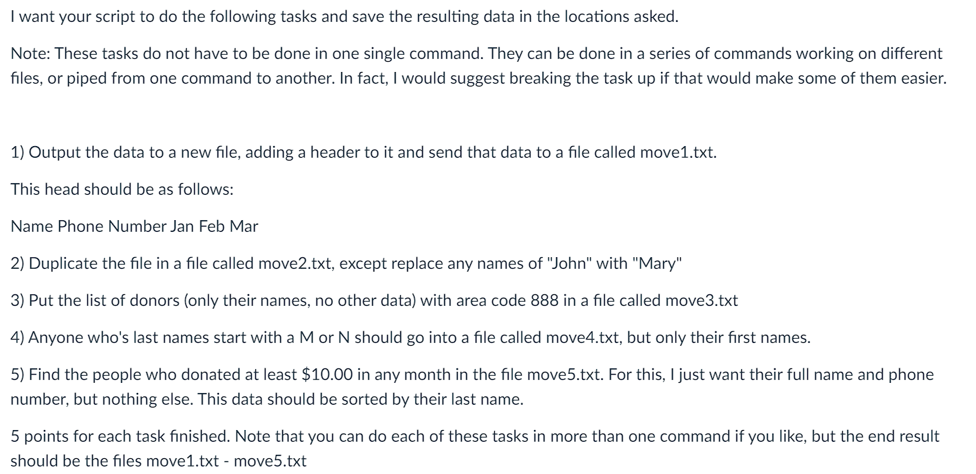 Solved [30 points] Write a Bash shell script named move.sh. | Chegg.com