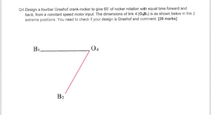 Solved Q4.Design a fourbar Grashof crank-rocker to give 60 | Chegg.com