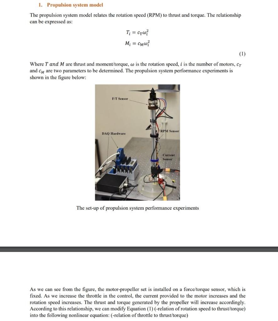 Solved 1. Propulsion system model The propulsion system | Chegg.com