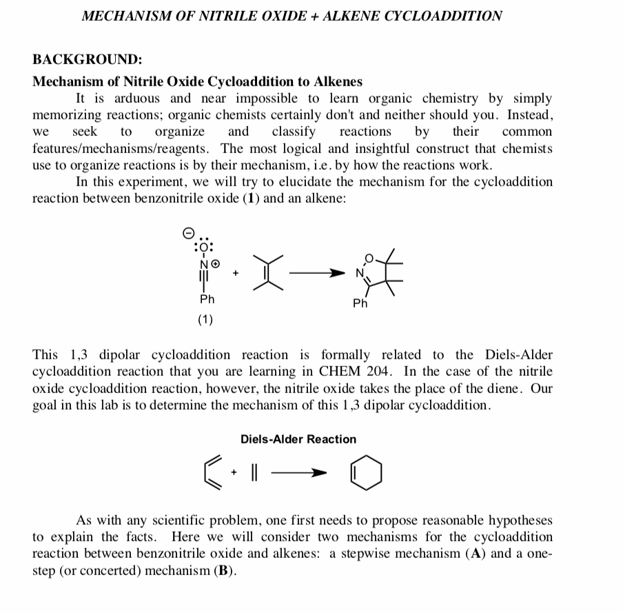 Solved MECHANISM OF NITRILE OXIDE + ALKENE CYCLOADDITION | Chegg.com