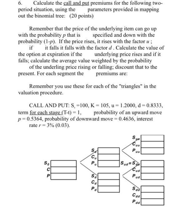 Solved 6 Calculate the call and put premiums for the | Chegg.com