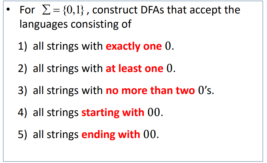 Solved For E= {0,1}, construct DFAs that accept the | Chegg.com
