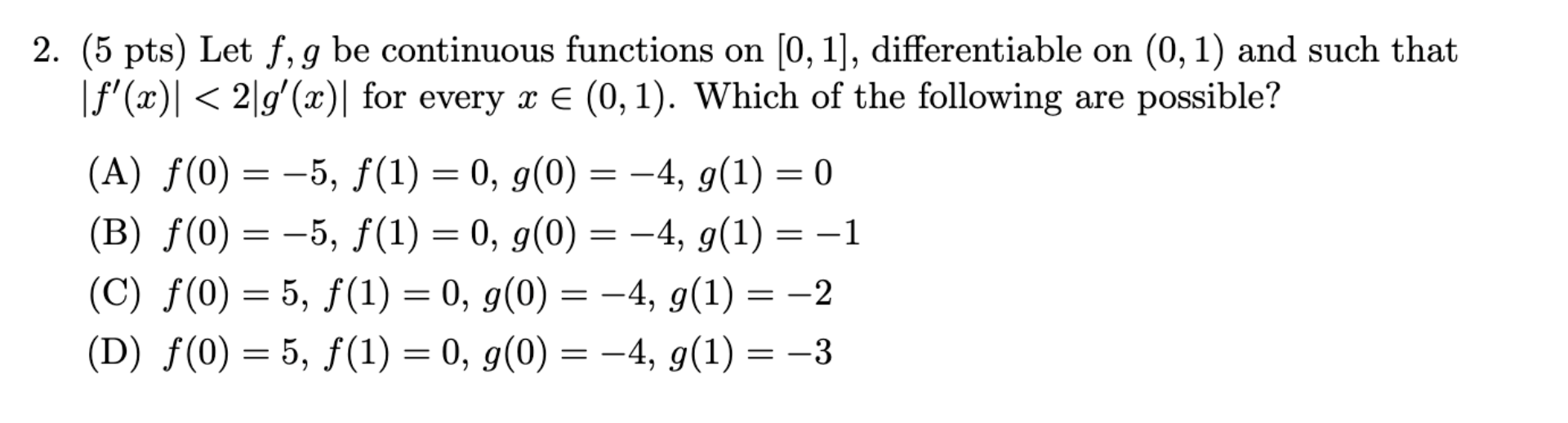 Solved 2 5 Pts Let F G Be Continuous Functions On [0 1]