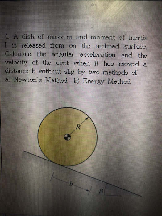 4. A disk of mass m and moment of inertia I is | Chegg.com