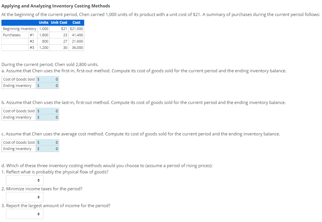 Solved Applying and Analyzing Inventory Costing Methods At | Chegg.com