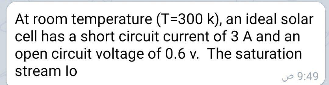 Solved At room temperature (T=300 k), an ideal solar cell | Chegg.com