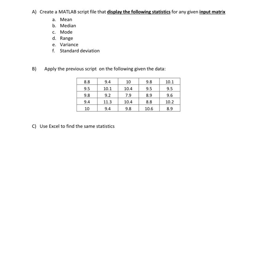 Solved A) Create a MATLAB script file that display the | Chegg.com