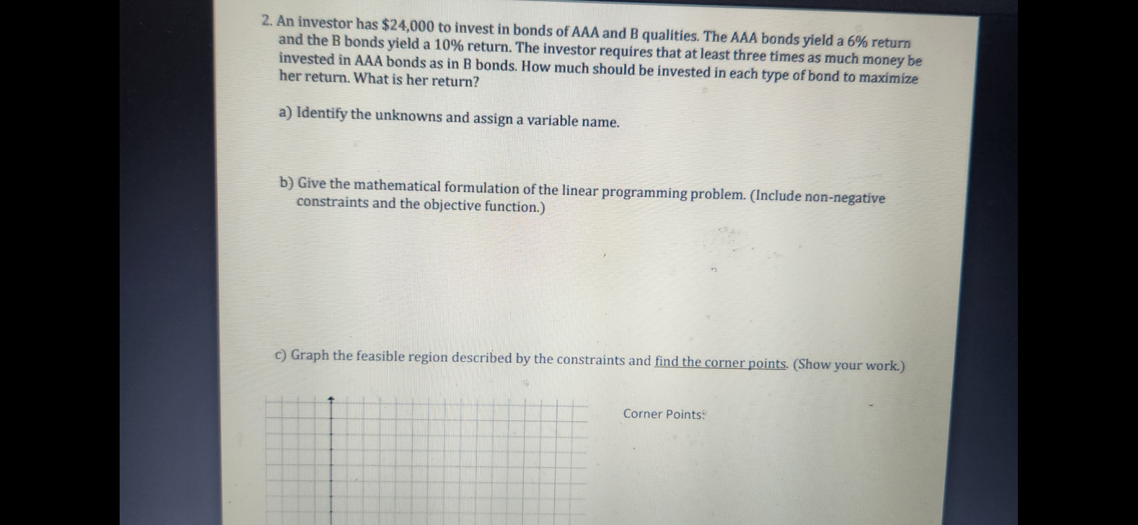 Solved 2. An investor has $24,000 to invest in bonds of AAA | Chegg.com