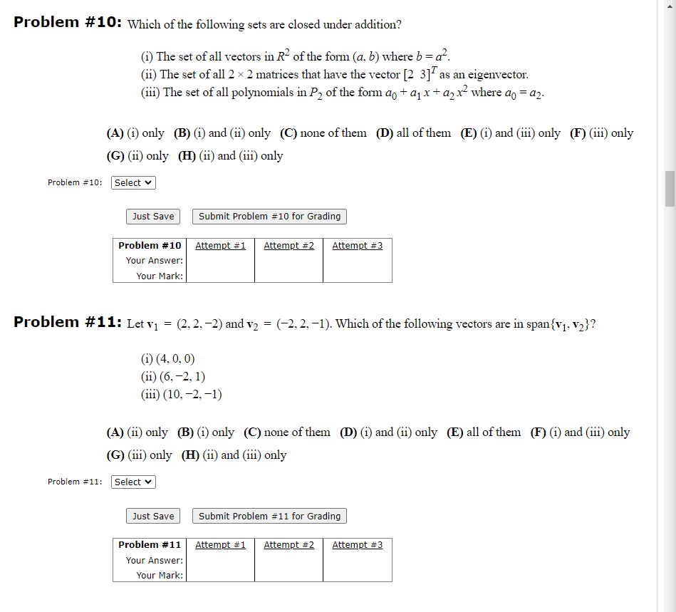 Solved Problem #10: Which of the following sets are closed | Chegg.com