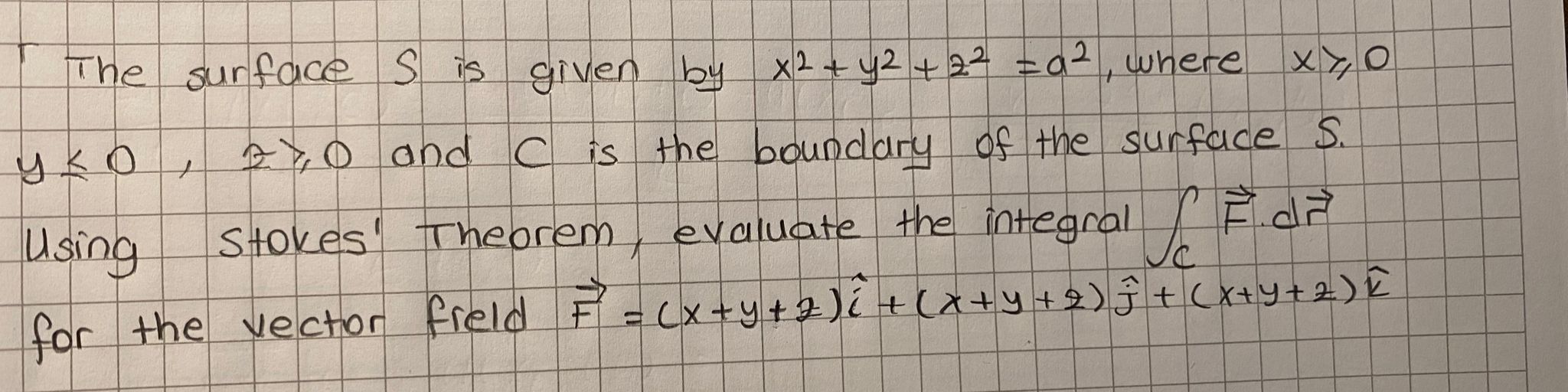 Solved The surface S is given by x2+y2+z2=a2, where x⩾0 | Chegg.com