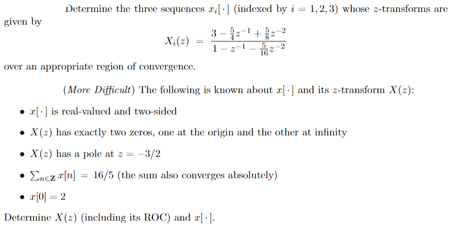 Solved Determine the three sequences xi[⋅] (indexed by | Chegg.com