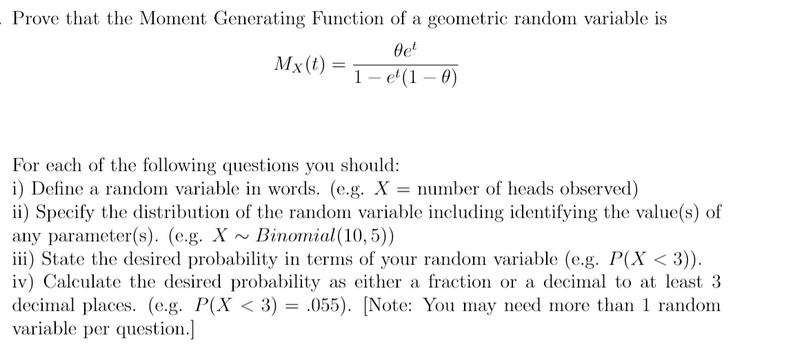 Solved Prove that the Moment Generating Function of a | Chegg.com