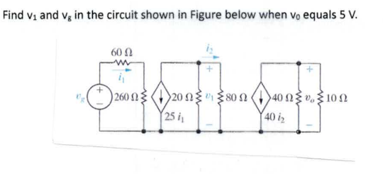 Solved Find v1 and vg in the circuit shown in Figure below | Chegg.com