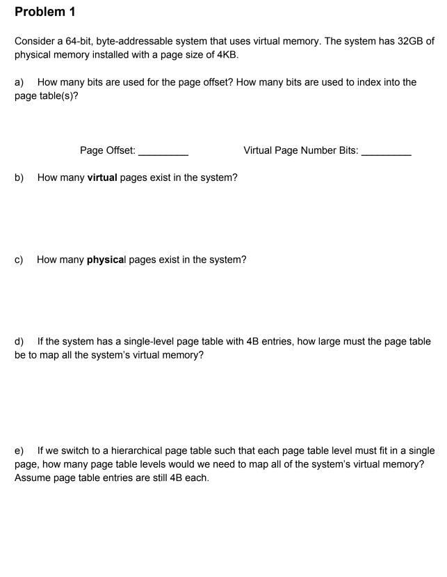 Solved Problem 1 Consider a 64-bit, byte-addressable system | Chegg.com