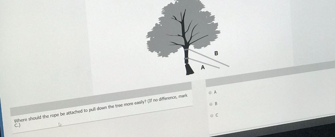 Solved Where should the rope be attached to pull down the | Chegg.com
