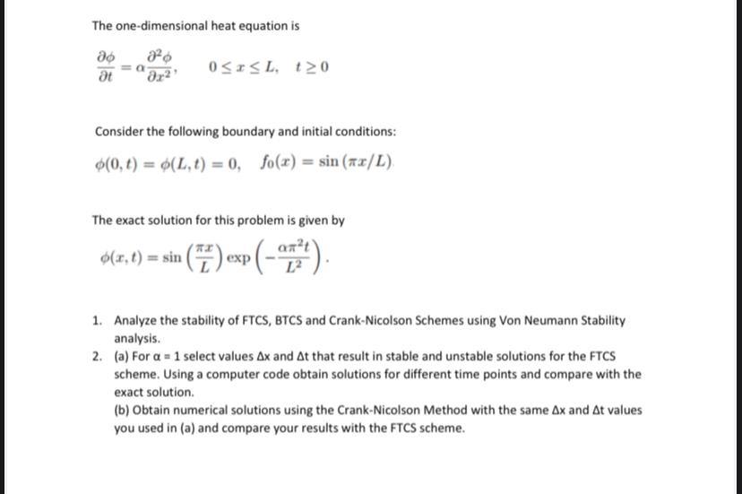 Solved by an EXPERT The one-dimensional heat equation | Chegg.com