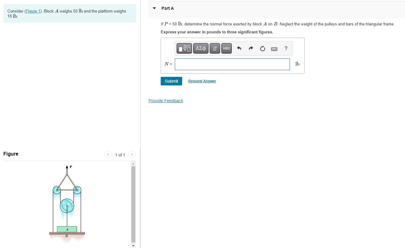 Solved Consider (Figure 1). Block A weighs 50lb and the | Chegg.com