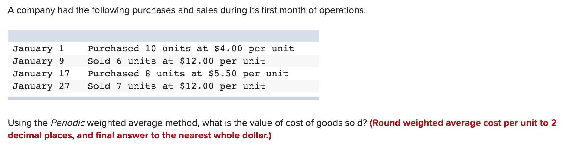 Solved A company had the following purchases and sales | Chegg.com