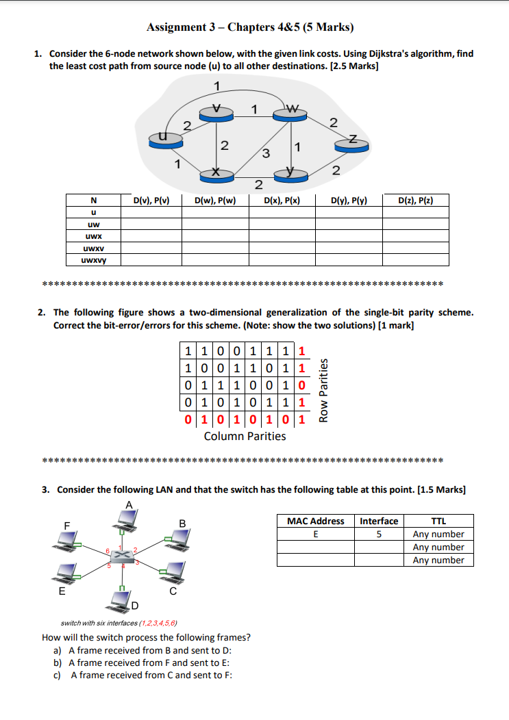 Solved Assignment 3 - ﻿Chapters 4\&5 (5 ﻿Marks)1. ﻿Consider | Chegg.com