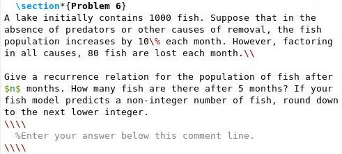 Solved \section*\{Problem 6} A lake initially contains 1000 | Chegg.com
