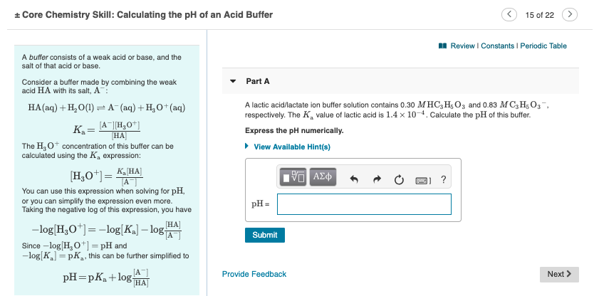 Solved Core Chemistry Skill: Calculating the pH of an Acid | Chegg.com