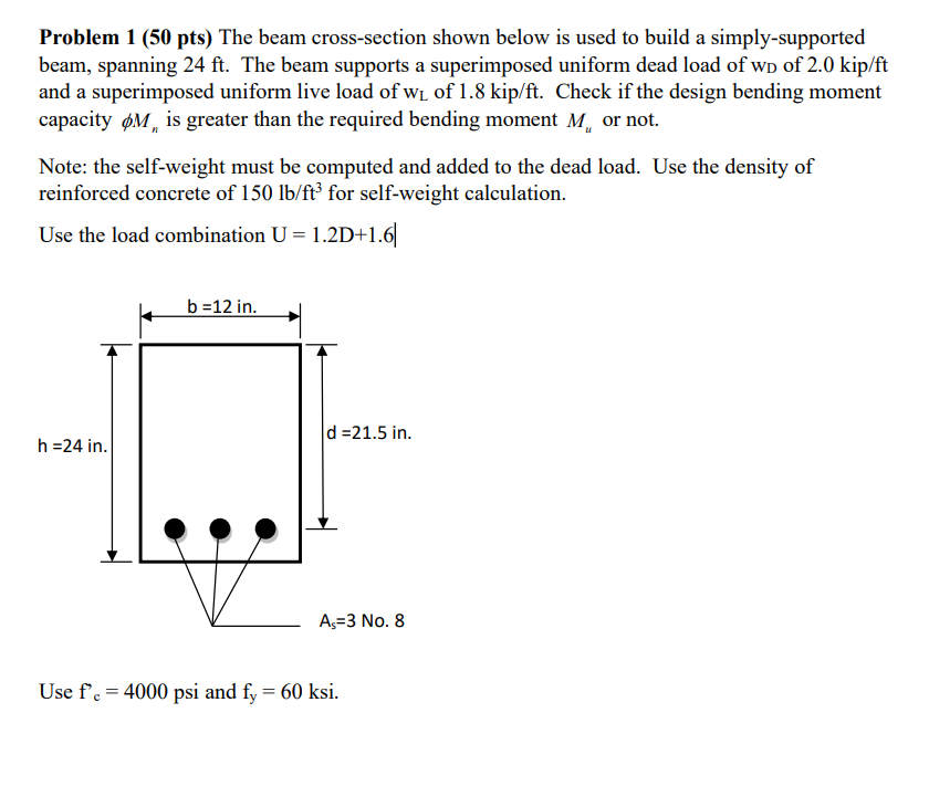 Solved Problem 1 (50 pts) The beam cross-section shown below | Chegg.com
