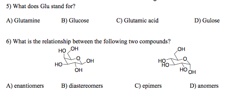 Solved 5) What does Glu stand for? A) Glutamine B) Glucose | Chegg.com