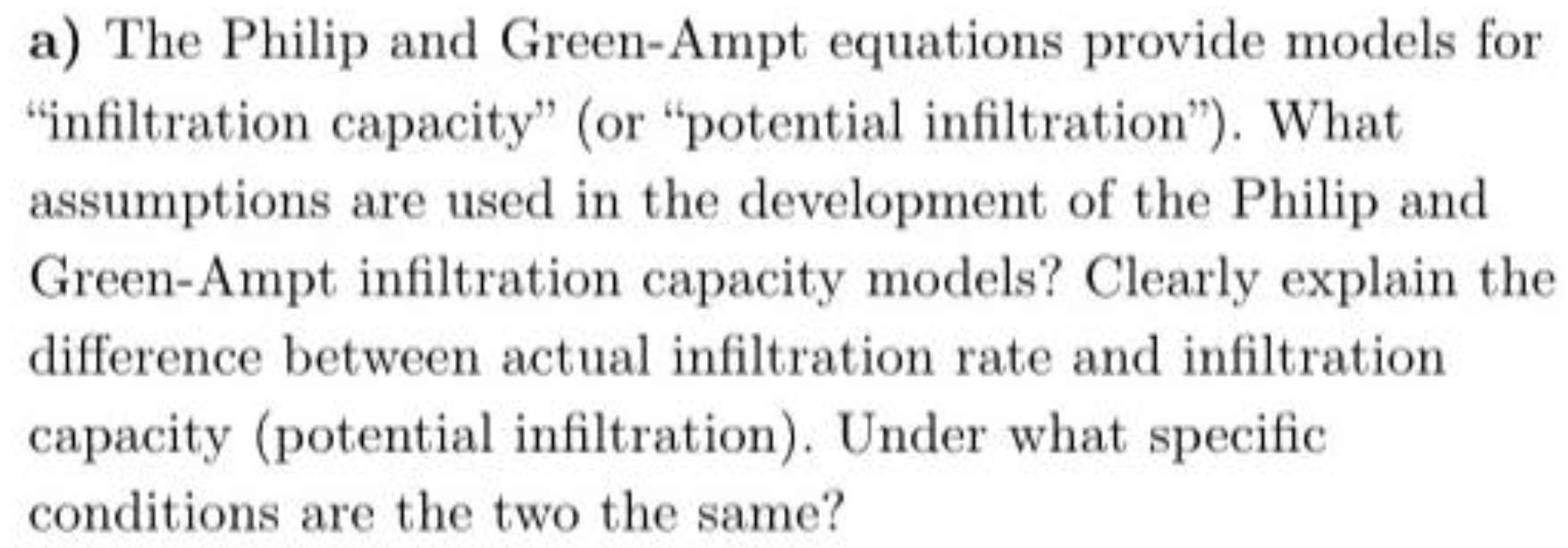 Solved a) The Philip and Green-Ampt equations provide models | Chegg.com