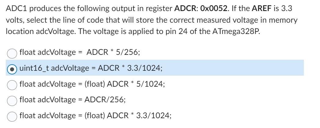 Solved ADC1 produces the following output in register ADCR: | Chegg.com