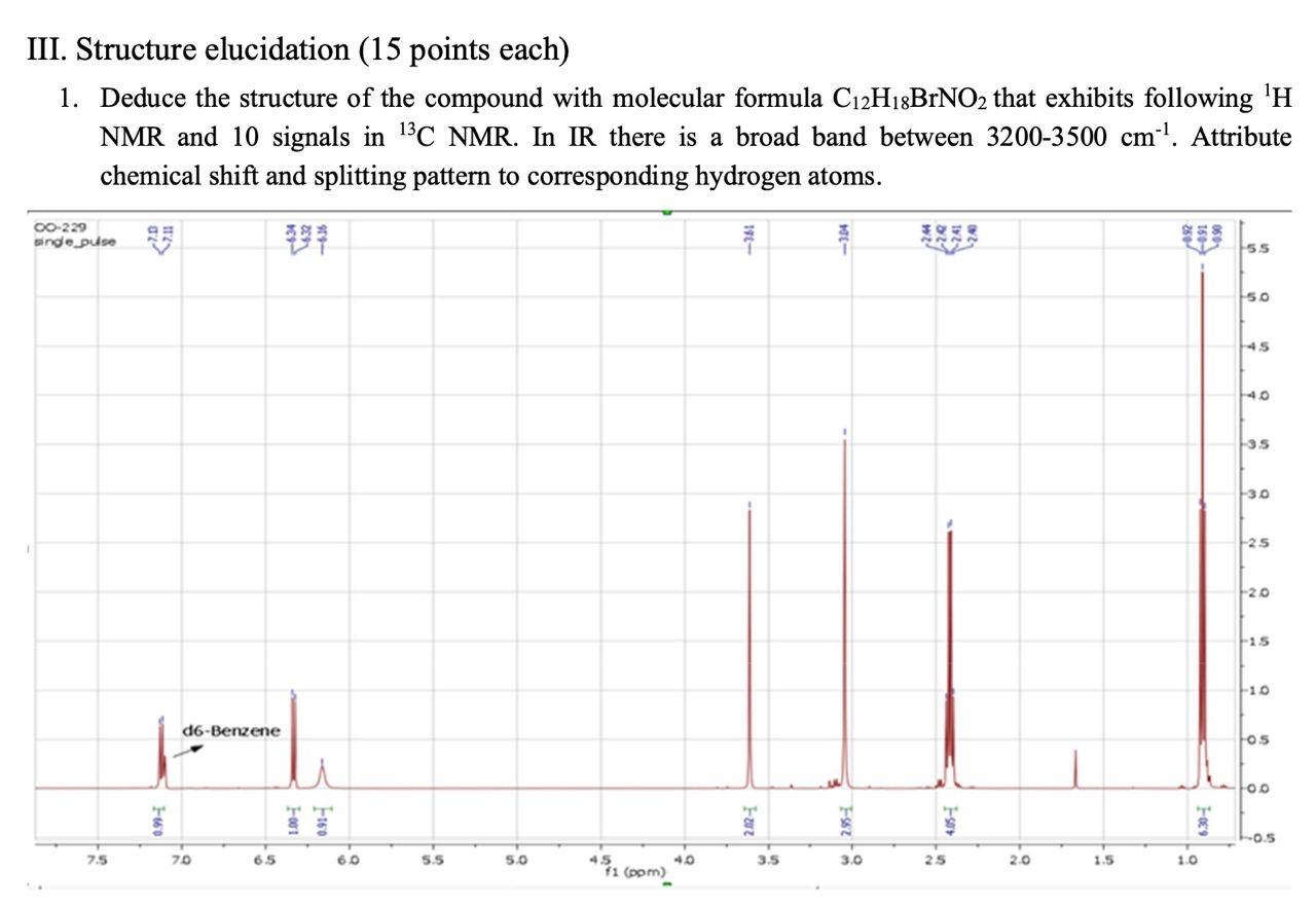 Solved III. Structure elucidation (15 points each) 1. Deduce | Chegg.com