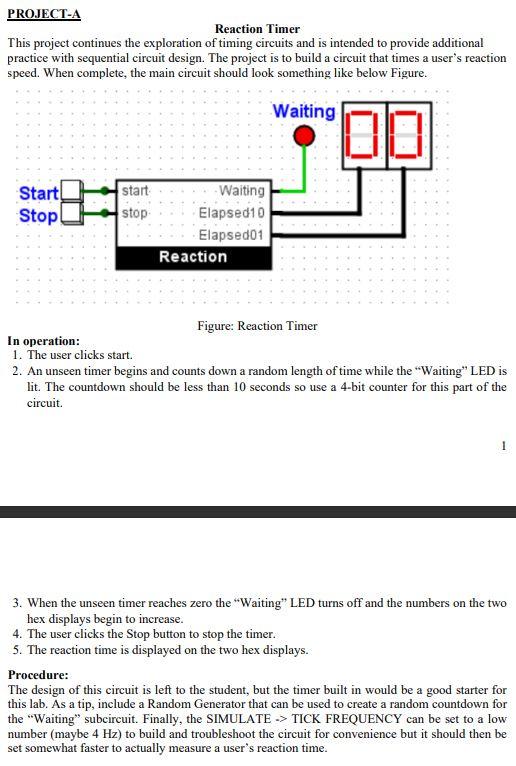 PROJECT-A Reaction Timer This project continues the | Chegg.com