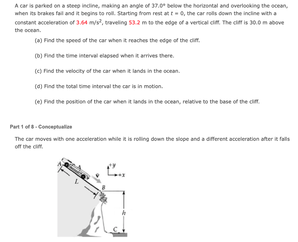 Solved A car is parked on a steep incline, making an angle | Chegg.com
