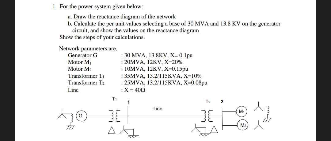Solved 1 For The Power System Given Below A Draw The