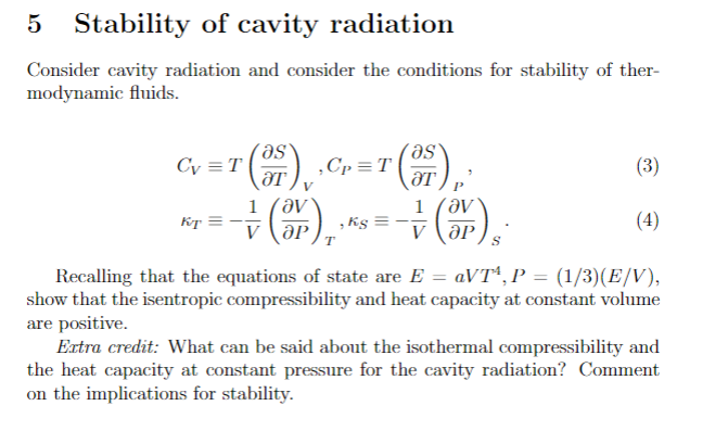 Solved 5 Stability of cavity radiation Consider cavity | Chegg.com