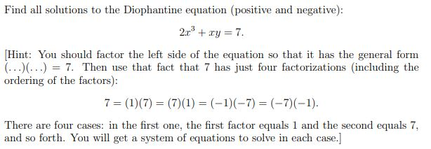 Solved Find all solutions to the Diophantine equation | Chegg.com