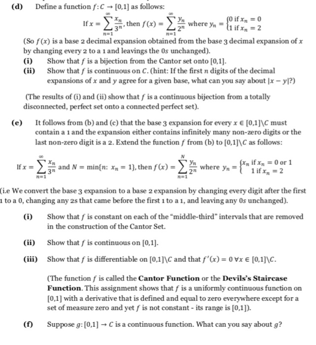 Solved 3. The Cantor set has a convenient representation | Chegg.com