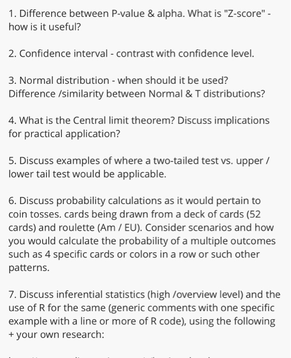 Solved 1 Difference Between P Value And Alpha What Is
