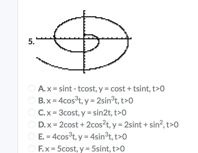 Solved For problems 3-5, choose that parametric equations | Chegg.com