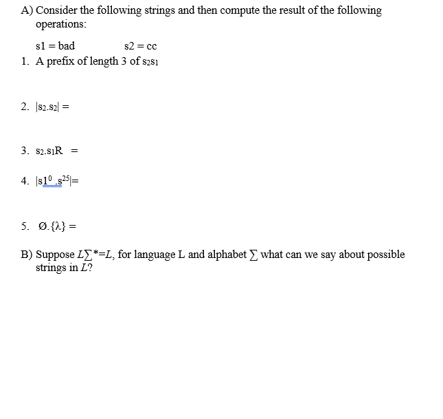 A) Consider the following strings and then compute | Chegg.com
