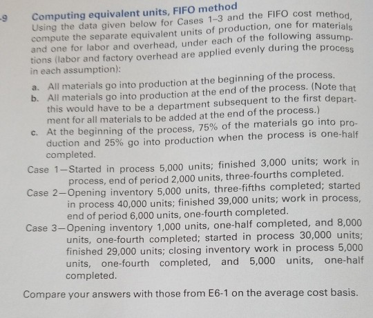 Solved 9 Computing equivalent units, FIFO method Using the | Chegg.com
