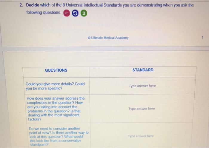 Solved 2. Decide which of the 8 Universal Intellectual | Chegg.com