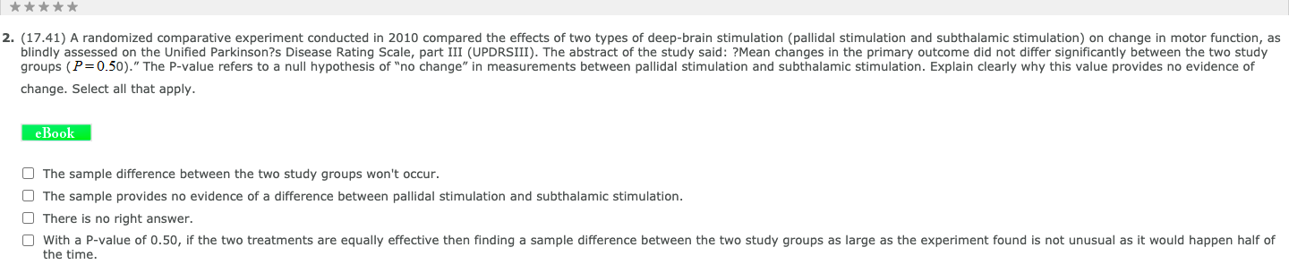 Solved ***** 2. (17.41) A randomized comparative experiment | Chegg.com