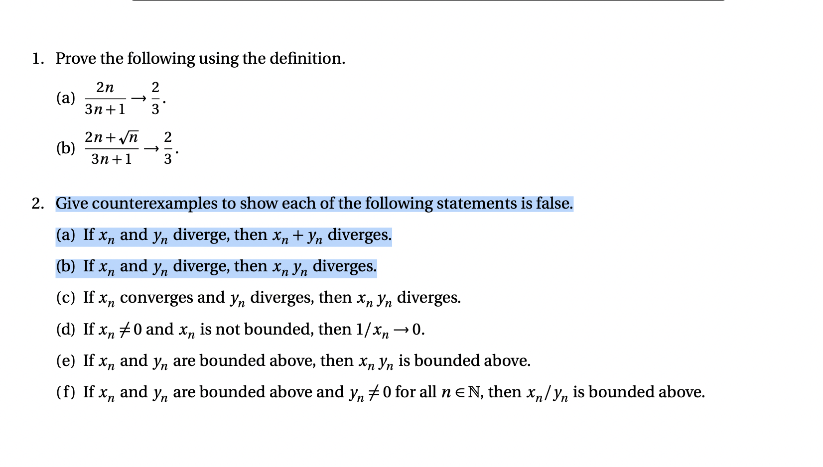 Solved 1. Prove the following using the definition. (a) | Chegg.com