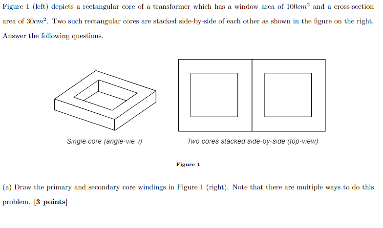 Solved Figure 1 (left) depicts a rectangular core of a | Chegg.com