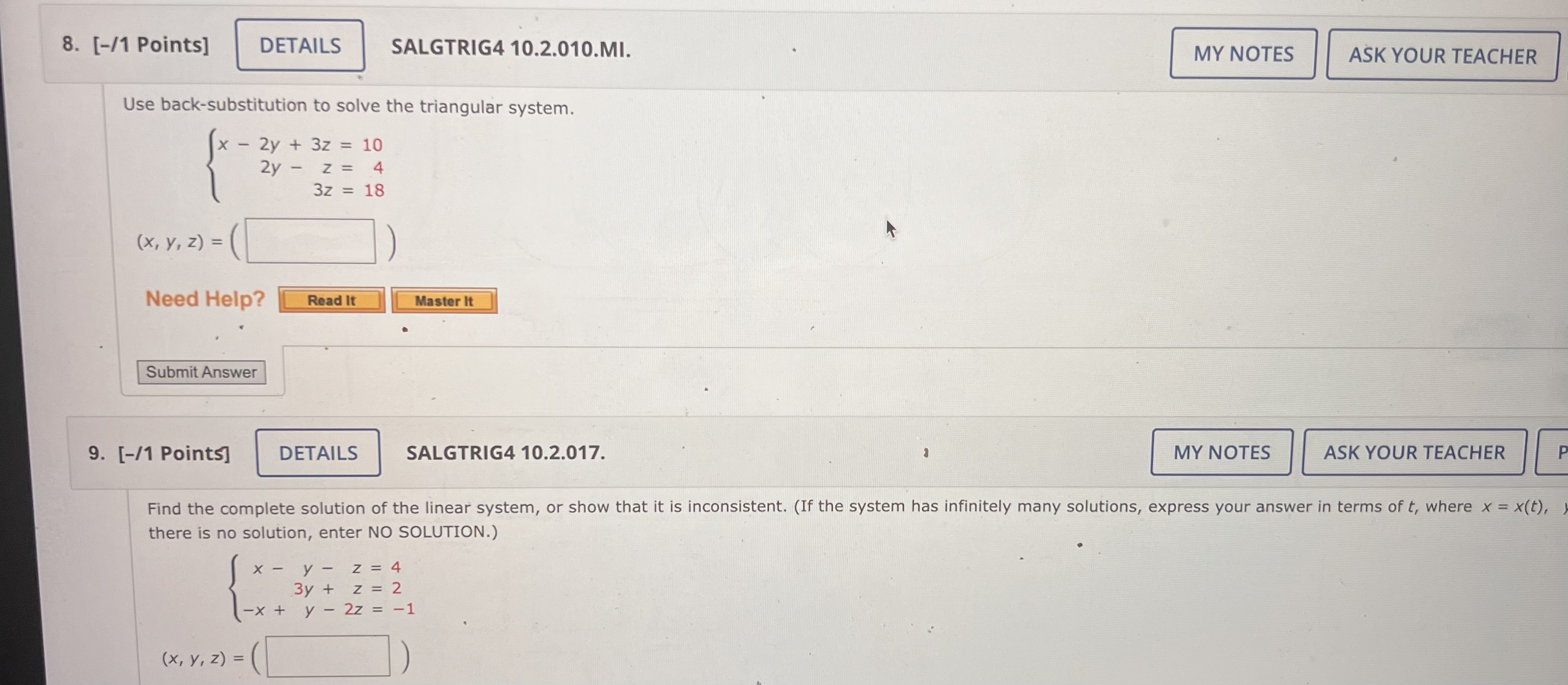 Solved [-//1 Points] SALGTRIG4 10.2.010.MI. Use | Chegg.com