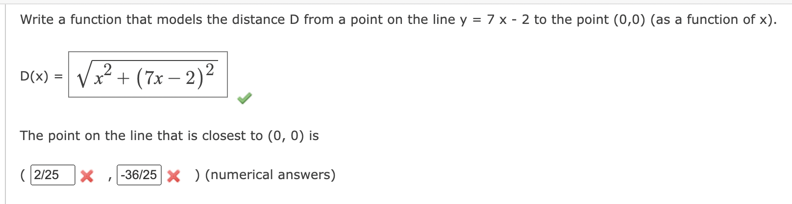 Solved Write a function that models the distance D from a | Chegg.com