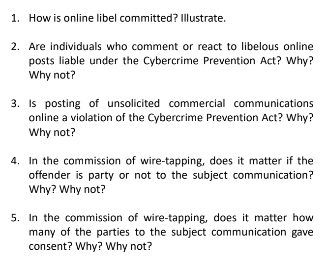 1. How is online libel committed? illustrate. 2. Are | Chegg.com