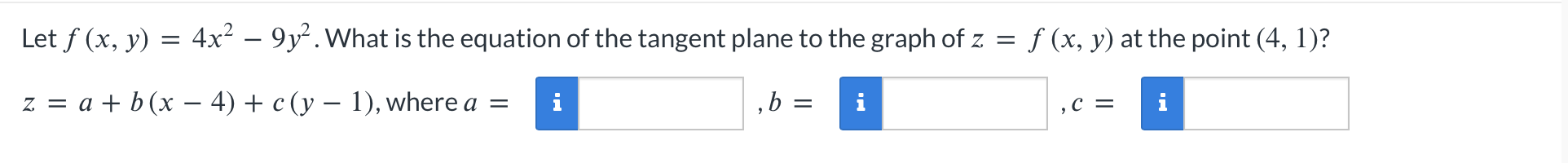 Solved Let f(x,y)=4x2−9y2. What is the equation of the | Chegg.com