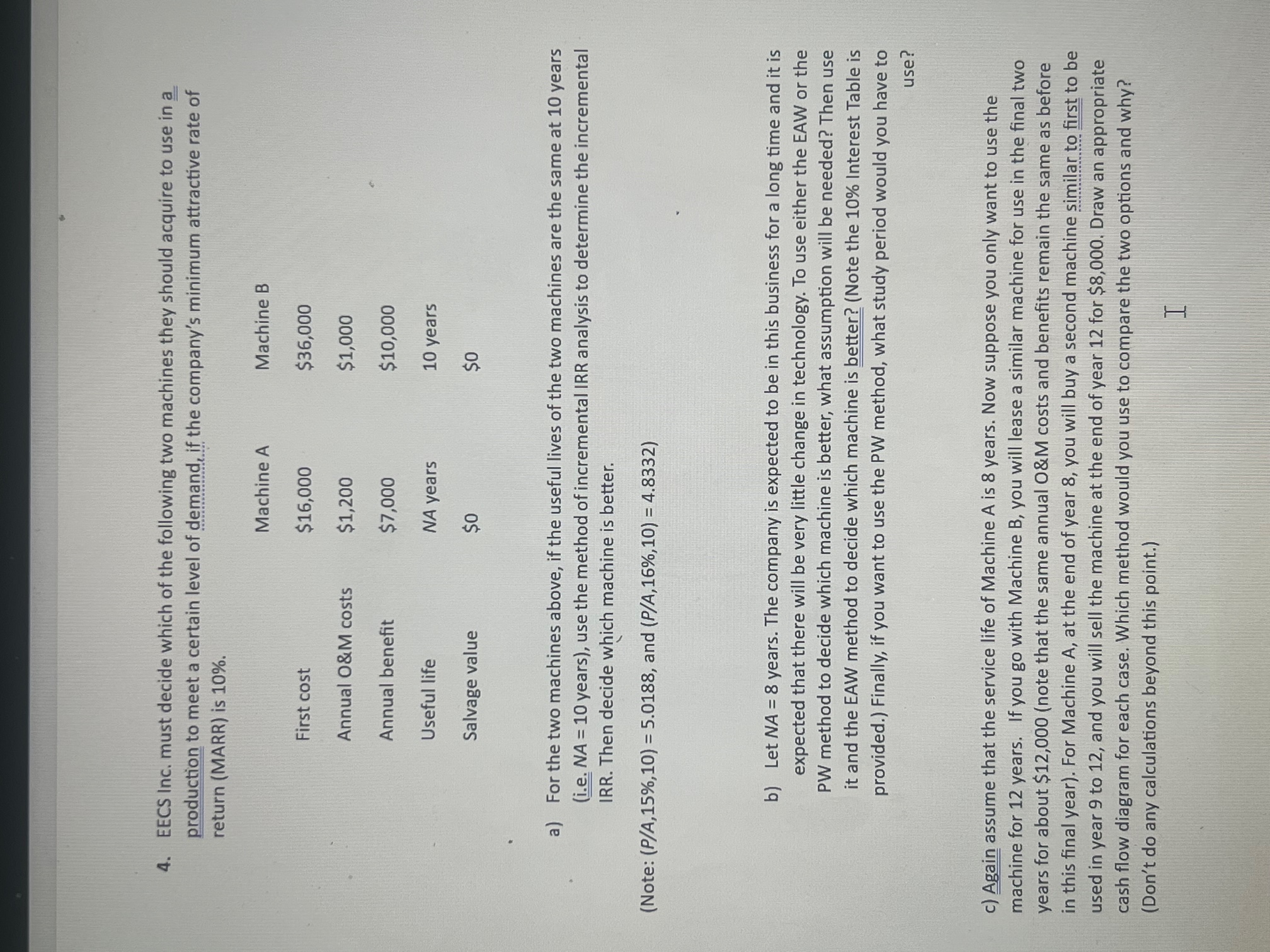 Solved 4. EECS Inc. must decide which of the following two | Chegg.com